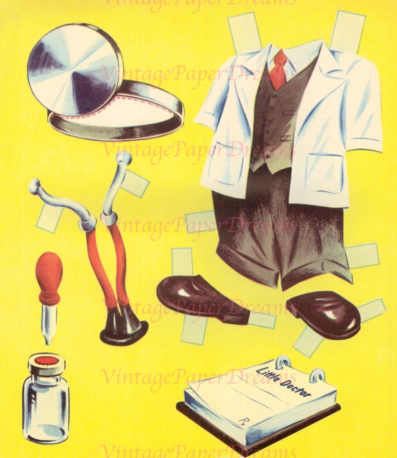 Vintage Paper Doll Printable PDF little Doctor Paper Dolls 40s 1940s ...