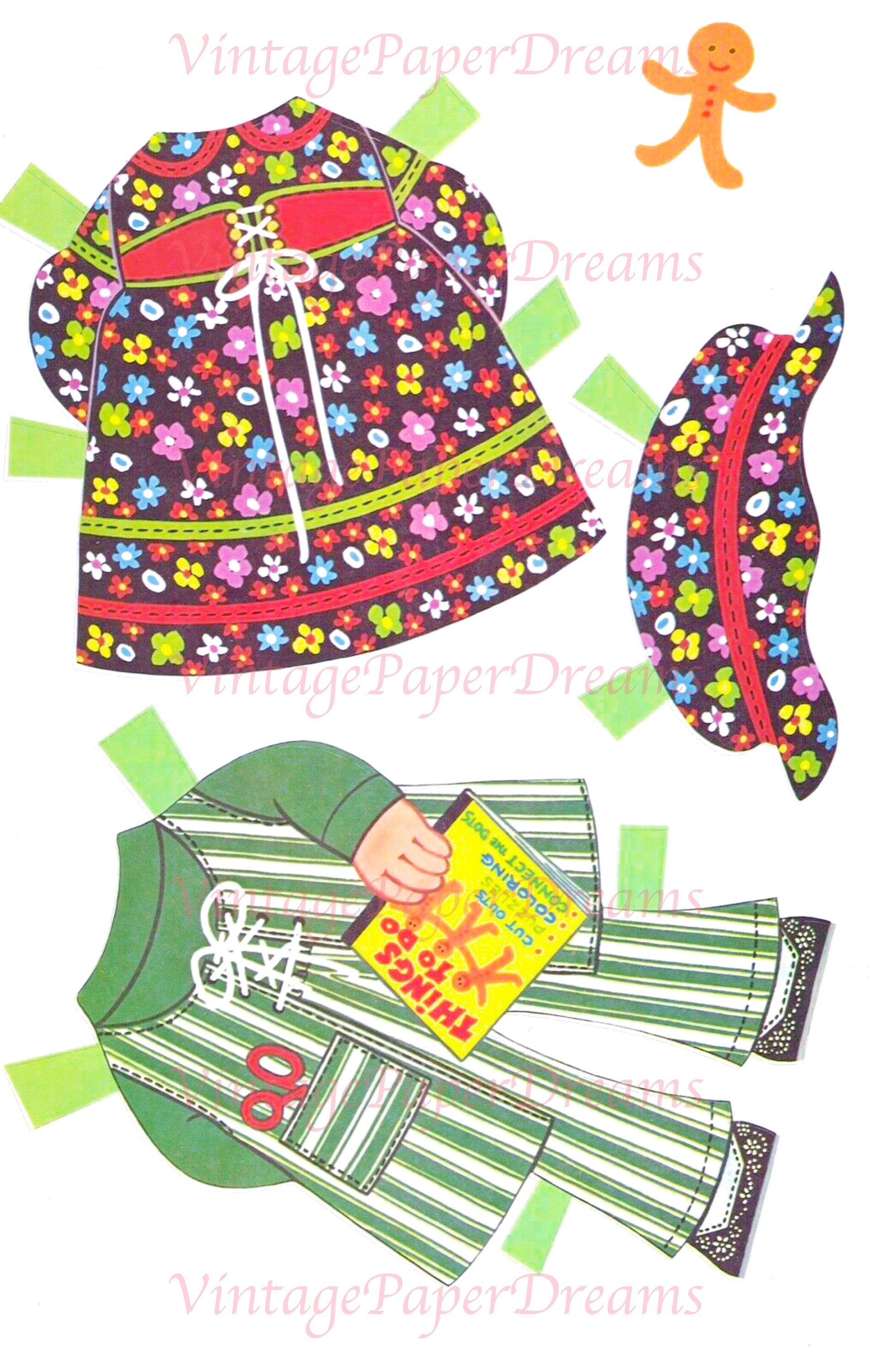 Vintage Paper Doll Printable PDF dress Me Paper Dolls 70s - Etsy