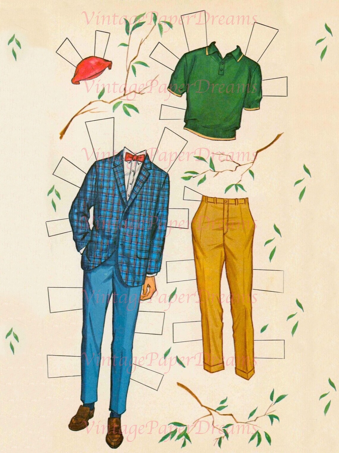 Vintage Paper Doll Printable PDF barbie Ken Paper Doll 60s - Etsy