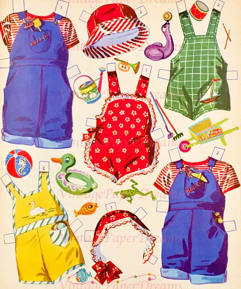 Vintage Paper Doll Printable PDF baby Sister Brother Paper Doll 50s ...