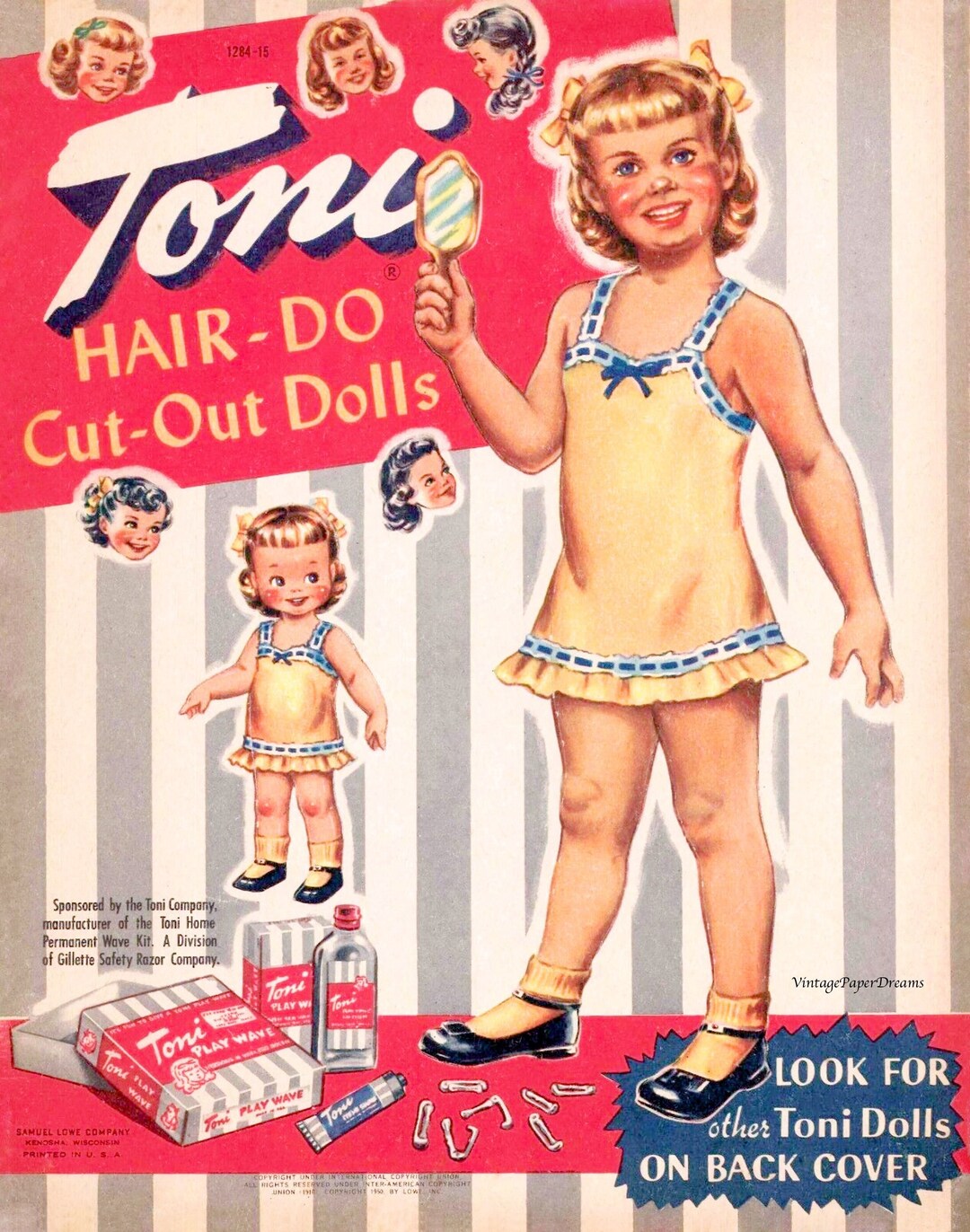 Vintage Paper Doll Printable PDF • toni Hair-do Paper Doll JPEG • 50s ...