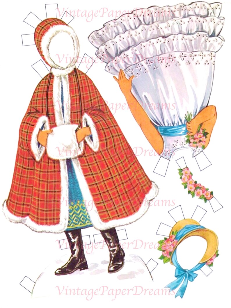 Vintage Paper Doll Printable PDF little Red Riding Hood Paper Doll 70s ...