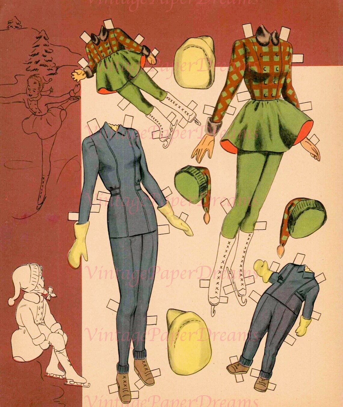 Vintage Paper Doll Printable PDF Mother Daughter Paper Dolls - Etsy