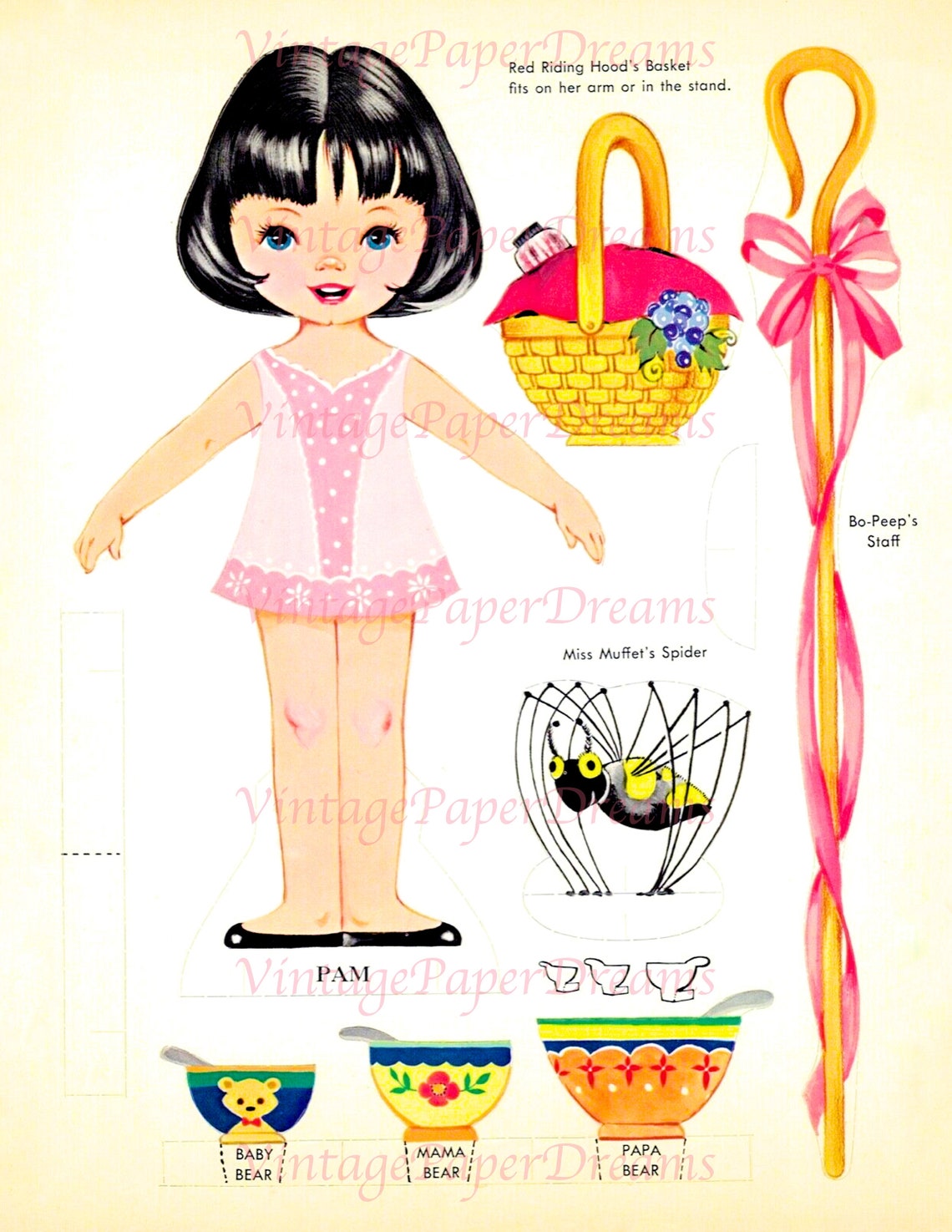 Vintage Paper Doll Printable PDF JPEG Magicfairy Tale Paper - Etsy