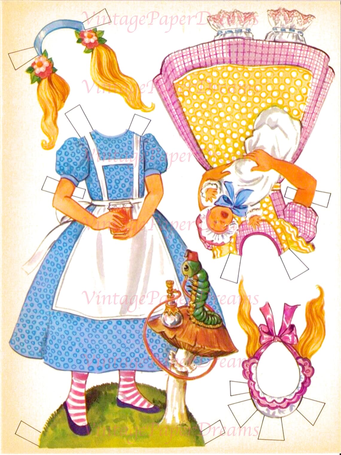Vintage Paper Doll Printable PDF alice in Wonderland Paper Doll 70s ...