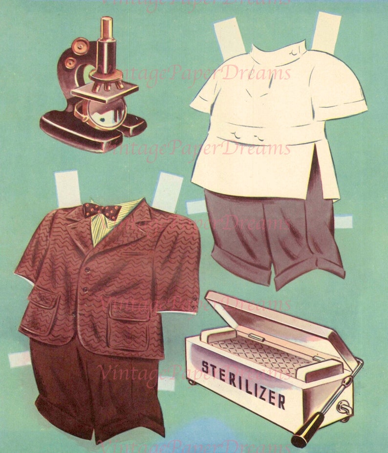 Vintage Paper Doll Printable PDF little Doctor Paper Dolls 40s 1940s ...