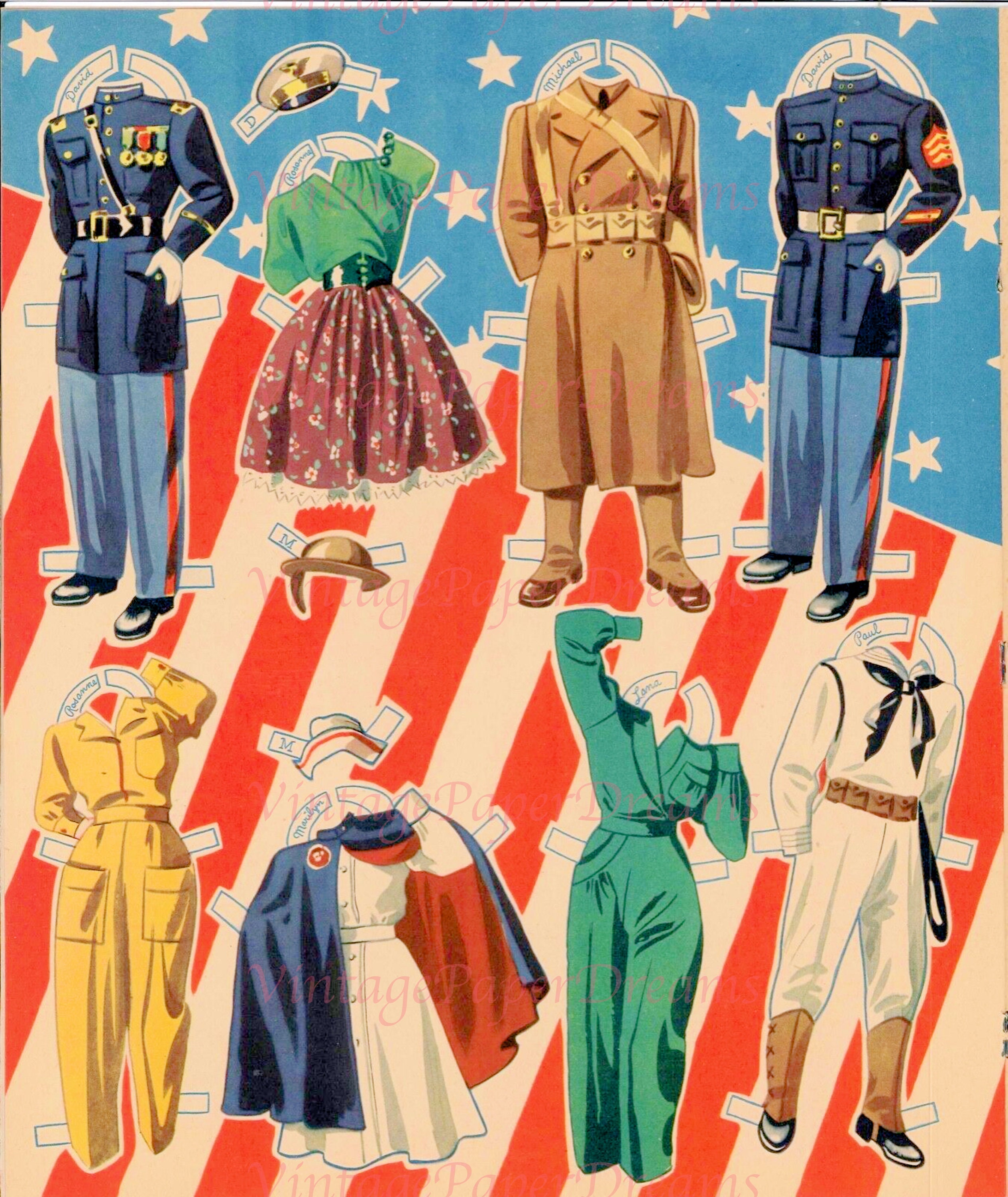 Vintage Paper Doll Printable PDF victory Paper Dolls 40s 1940s Paper ...