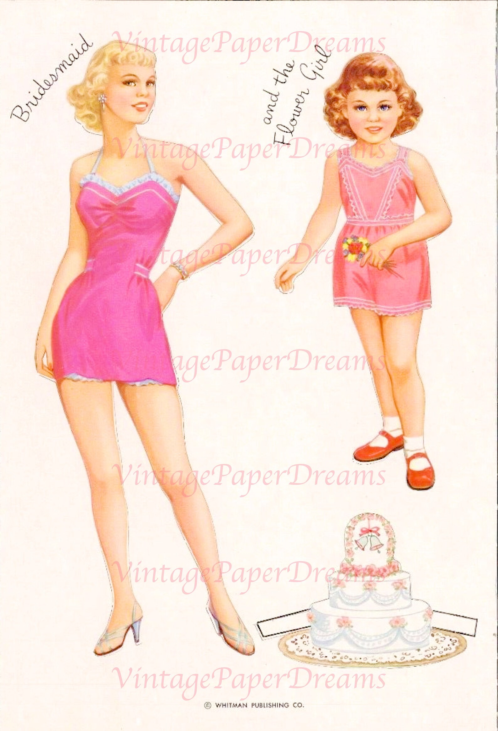 Vintage Paper Doll Printable PDF wedding Party Paper Doll 50s 1950s ...