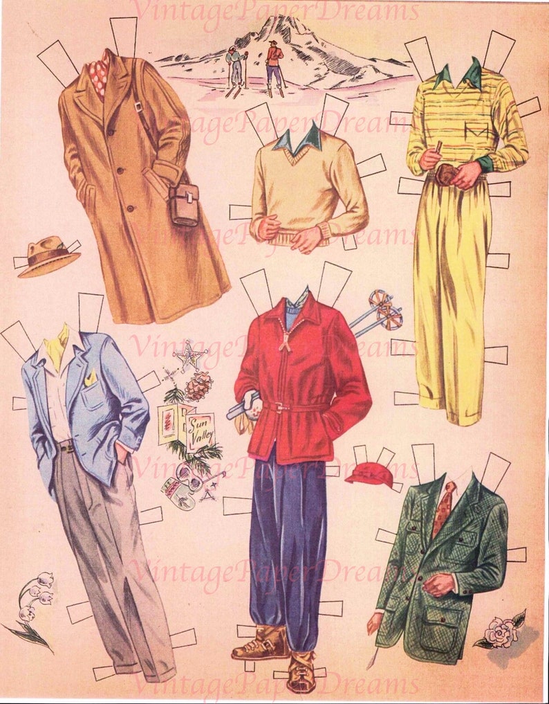 Vintage Paper Doll Printable PDF wedding Party Paper Doll 50s 1950s Paper Doll Pattern Download ...