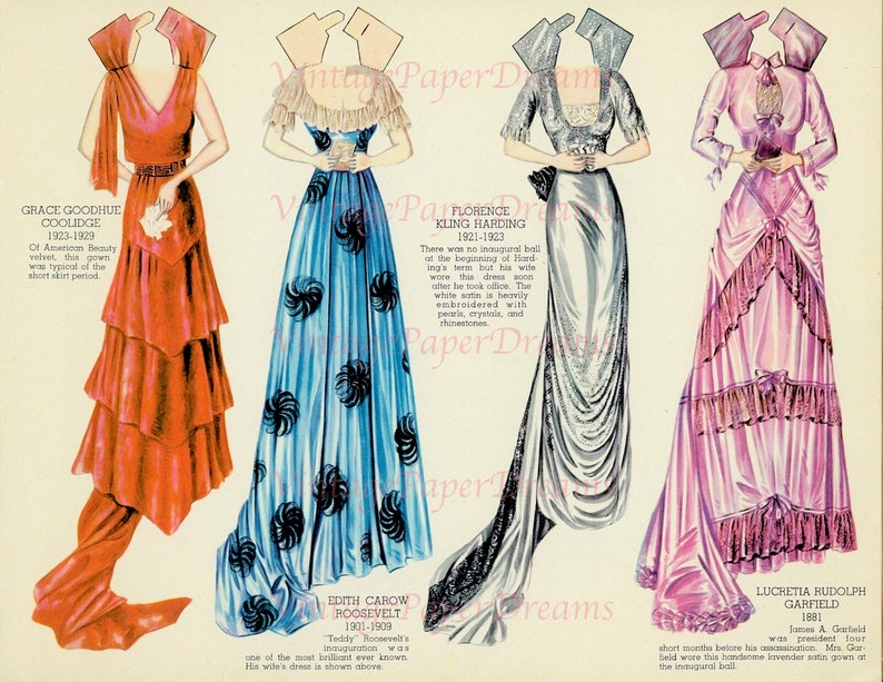 Vintage Paper Doll Printable PDF First Ladies Paper Dolls 30s 1930s ...