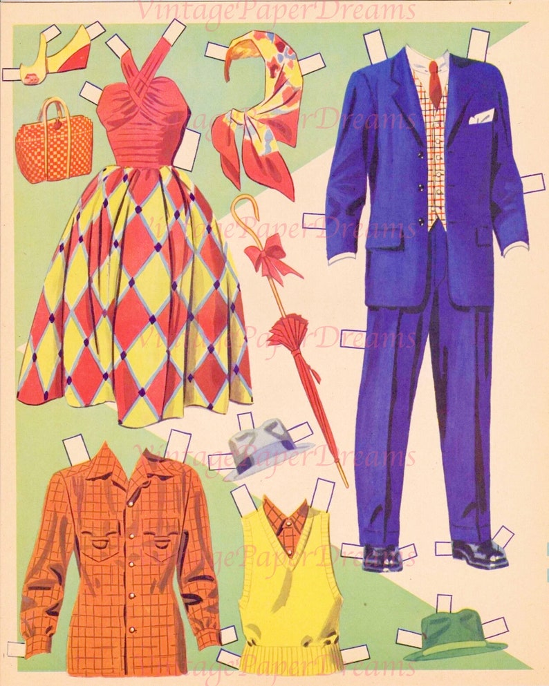 Vintage Paper Doll Printable PDF airline Pilot Paper Dolls 50s 1950s ...