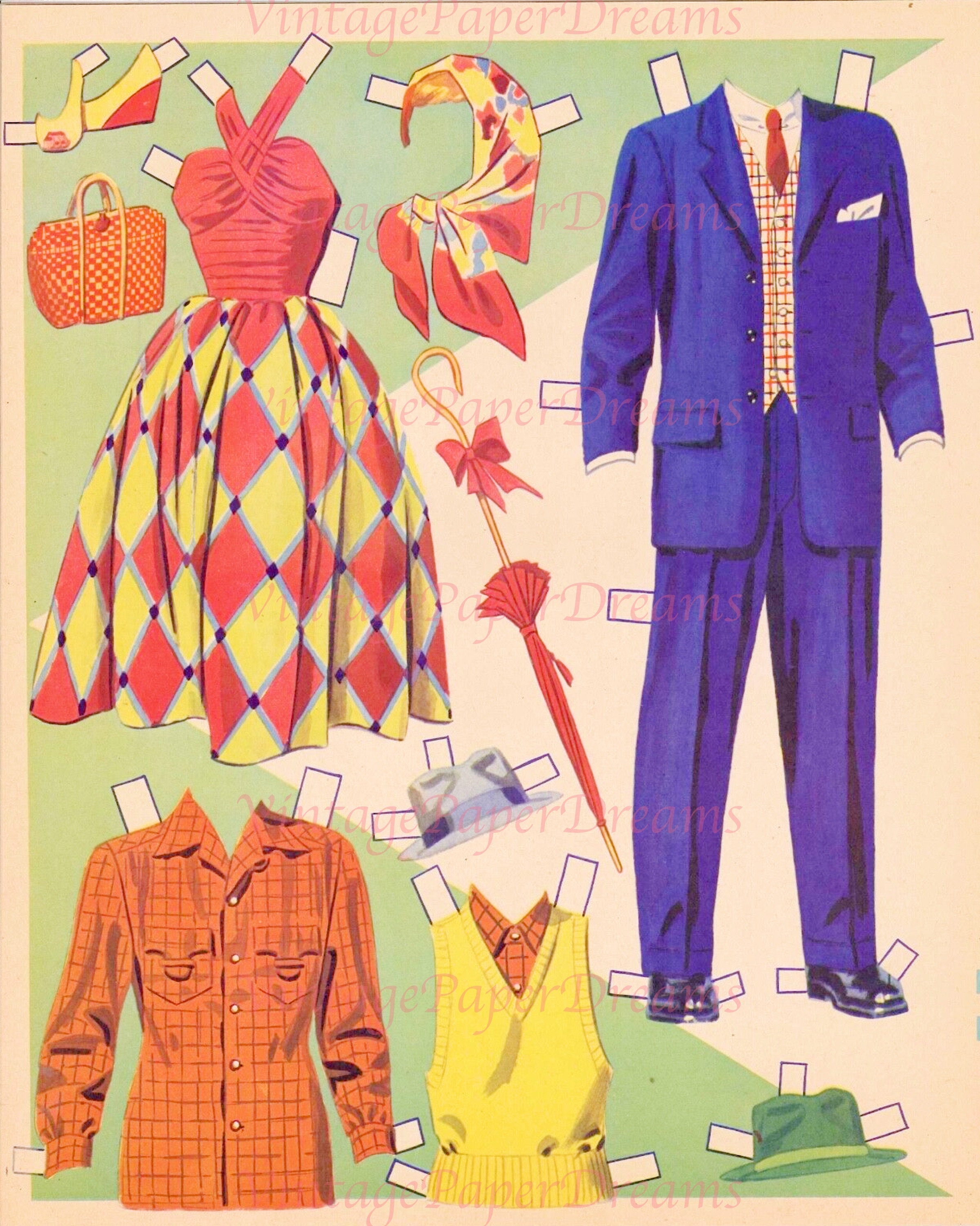 Vintage Paper Doll Printable PDF airline Pilot Paper Dolls 50s 1950s ...