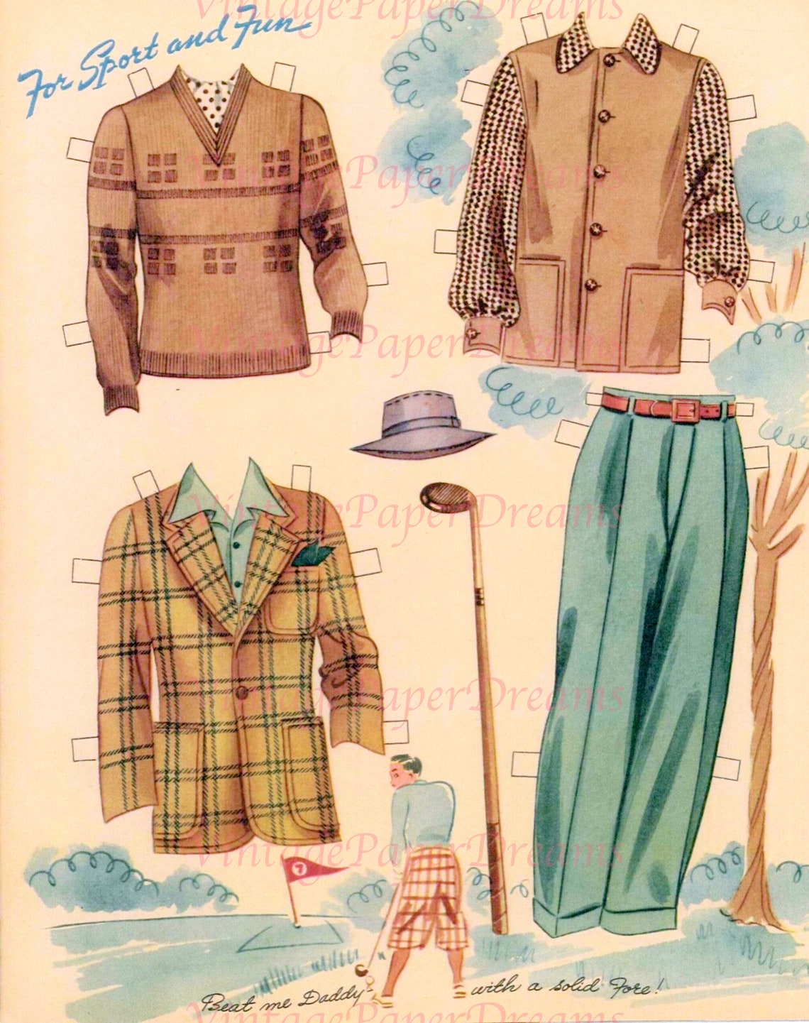 Vintage Paper Doll Printable PDF • bob Hope Dorothy Lamour Paper Doll ...