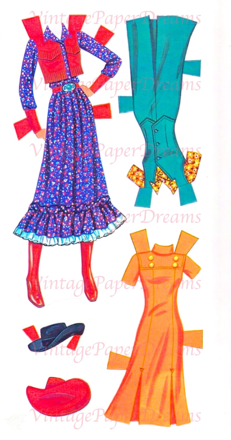 Vintage Paper Doll Printable PDF Western Baribe Fashion Doll - Etsy