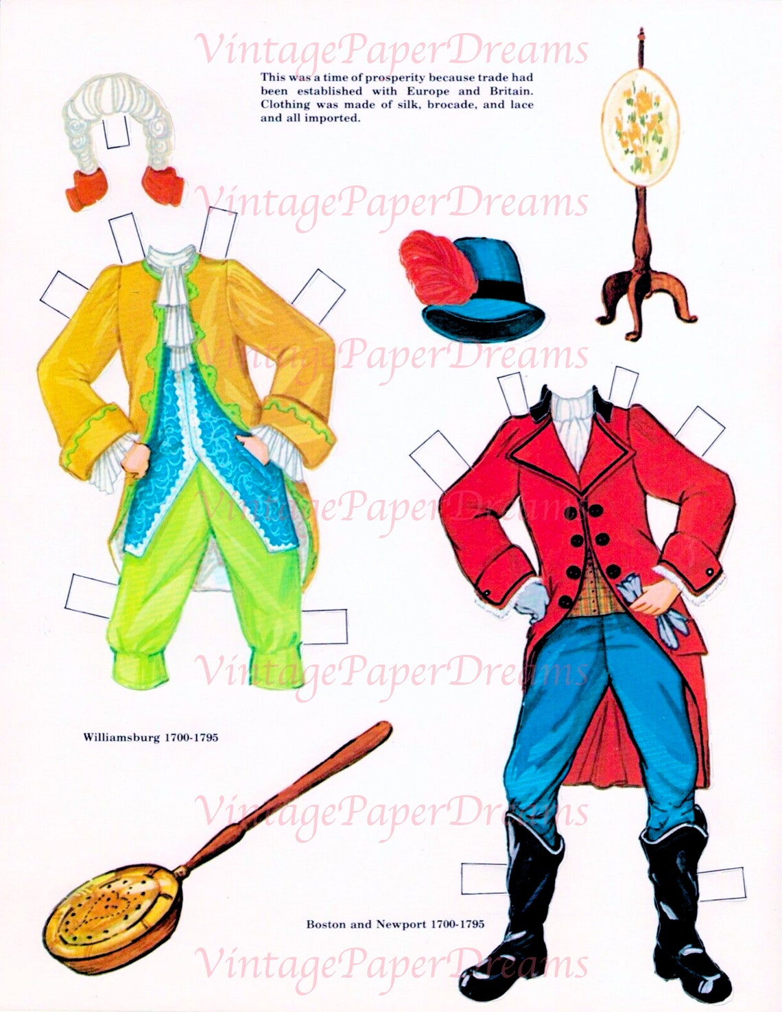Vintage Paper Doll Printable PDF Colonial America Pilgrim Paper Dolls ...