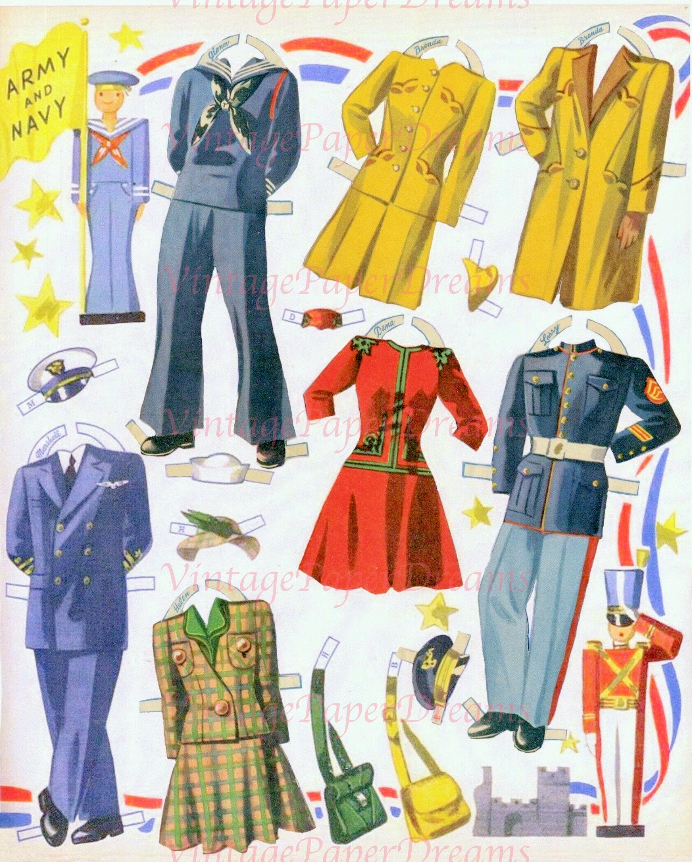 Vintage Paper Doll Printable PDF • soldiers and Sailors Paper Dolls ...