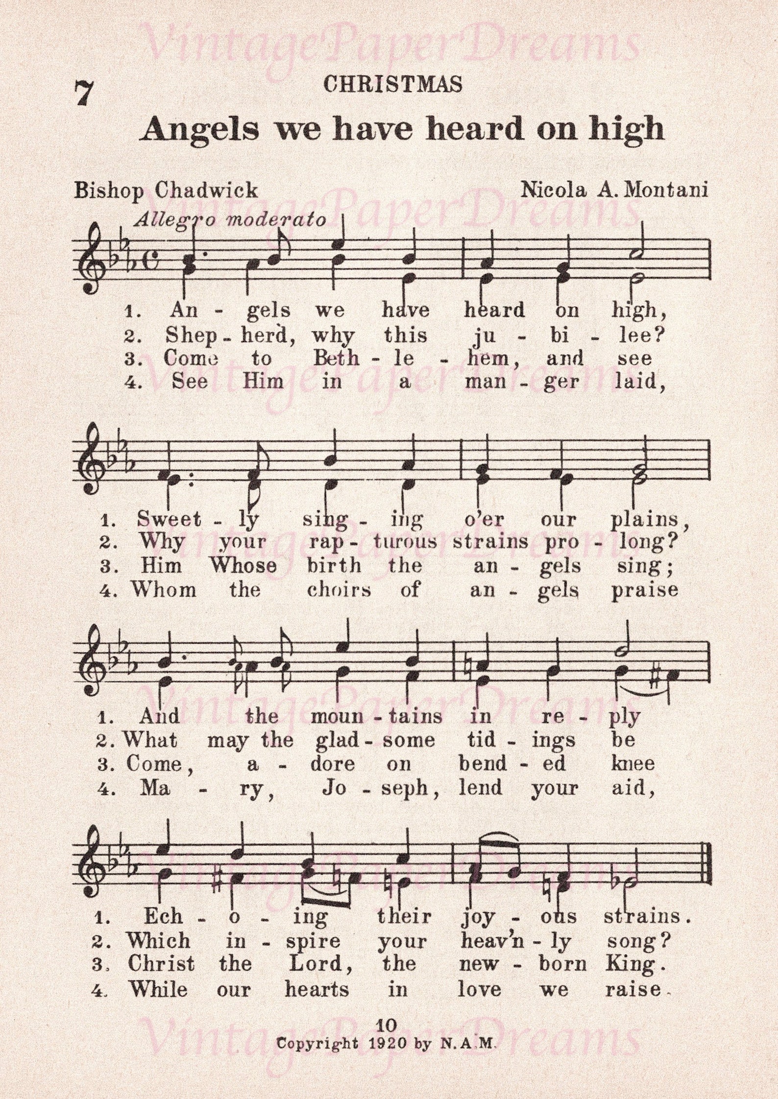 Vintage Printable Christmas Carol Sheet Music PDF • Traditional Advent ...