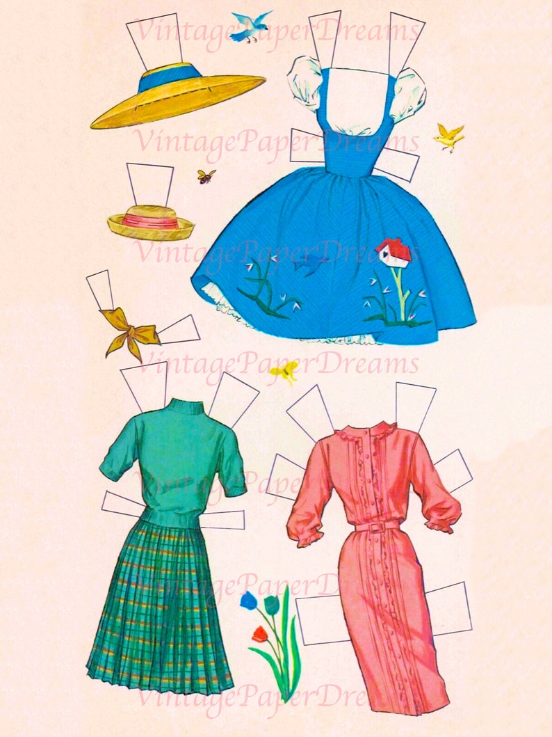Vintage Paper Doll Printable Pdf Barbie Ken Paper Doll 60s 1960s Paper