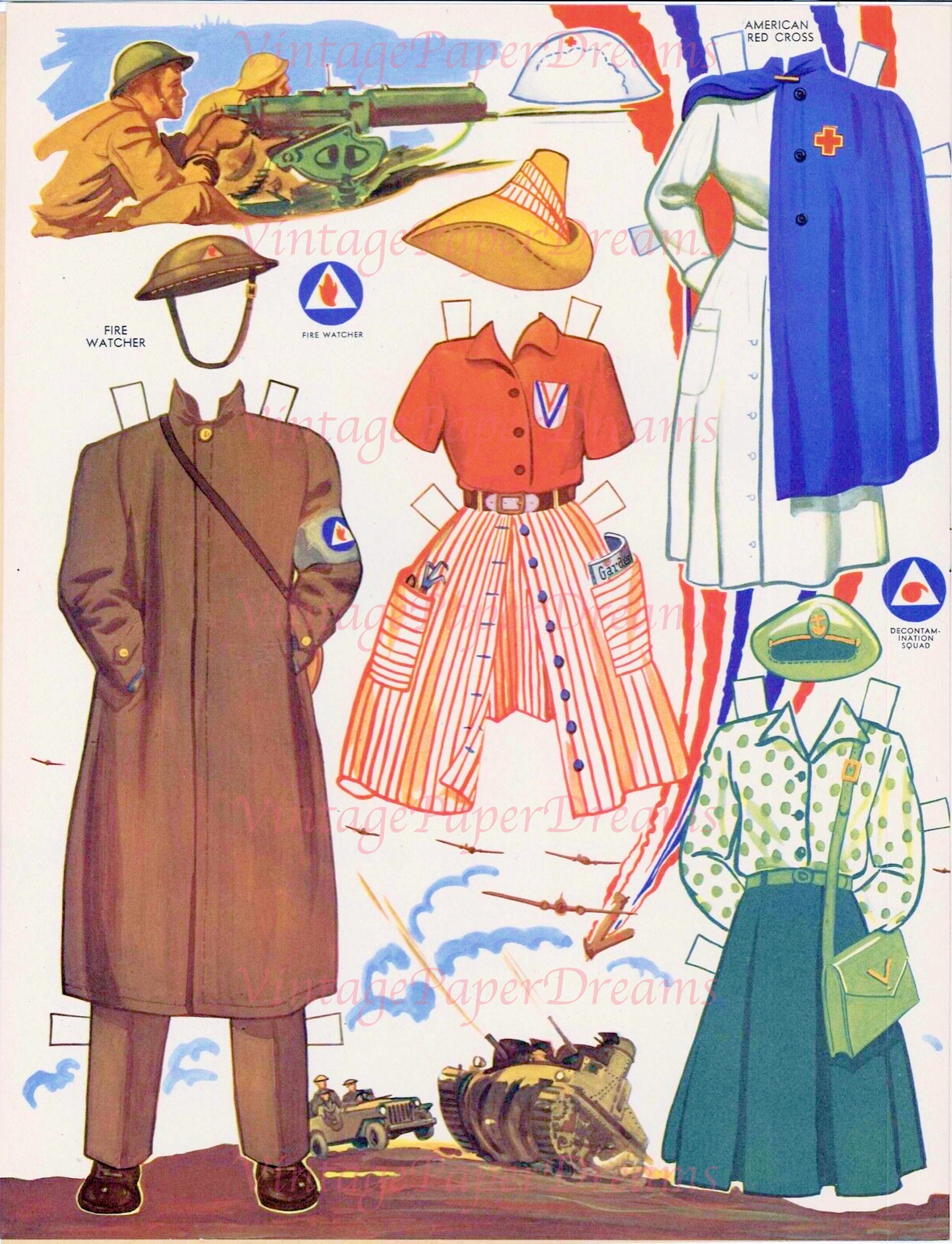 Vintage Paper Doll Printable PDF soldiers Sailors Paper Dolls 40s 1940s ...