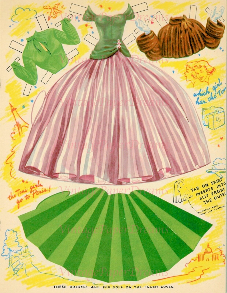 Vintage Paper Doll Printable PDF toni Hair-do Dress up Paper Doll JPEG ...