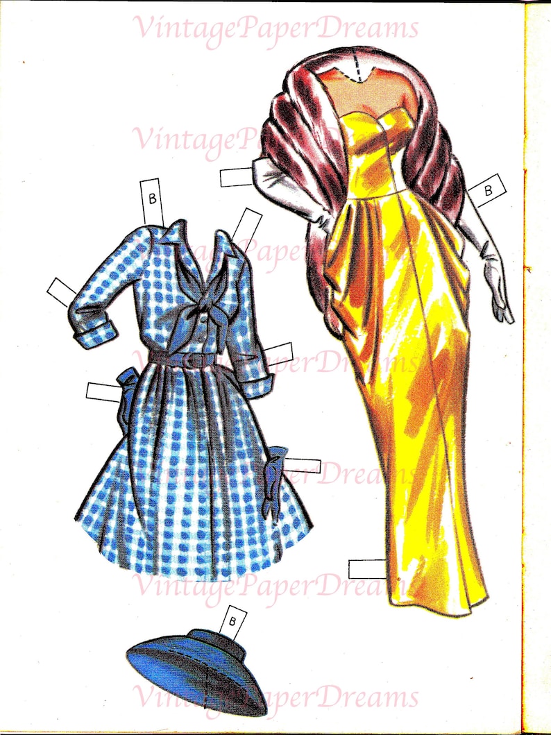 Vintage Paper Doll Printable PDF JPEG society Dolls 60s - Etsy
