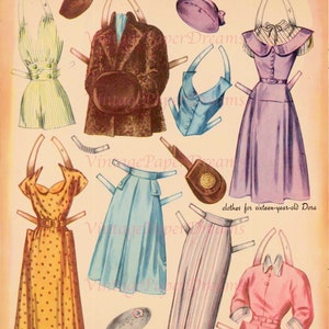 Vintage Paper Doll Printable PDF • Dora Paper Dolls JPEG • 50s 1950s ...