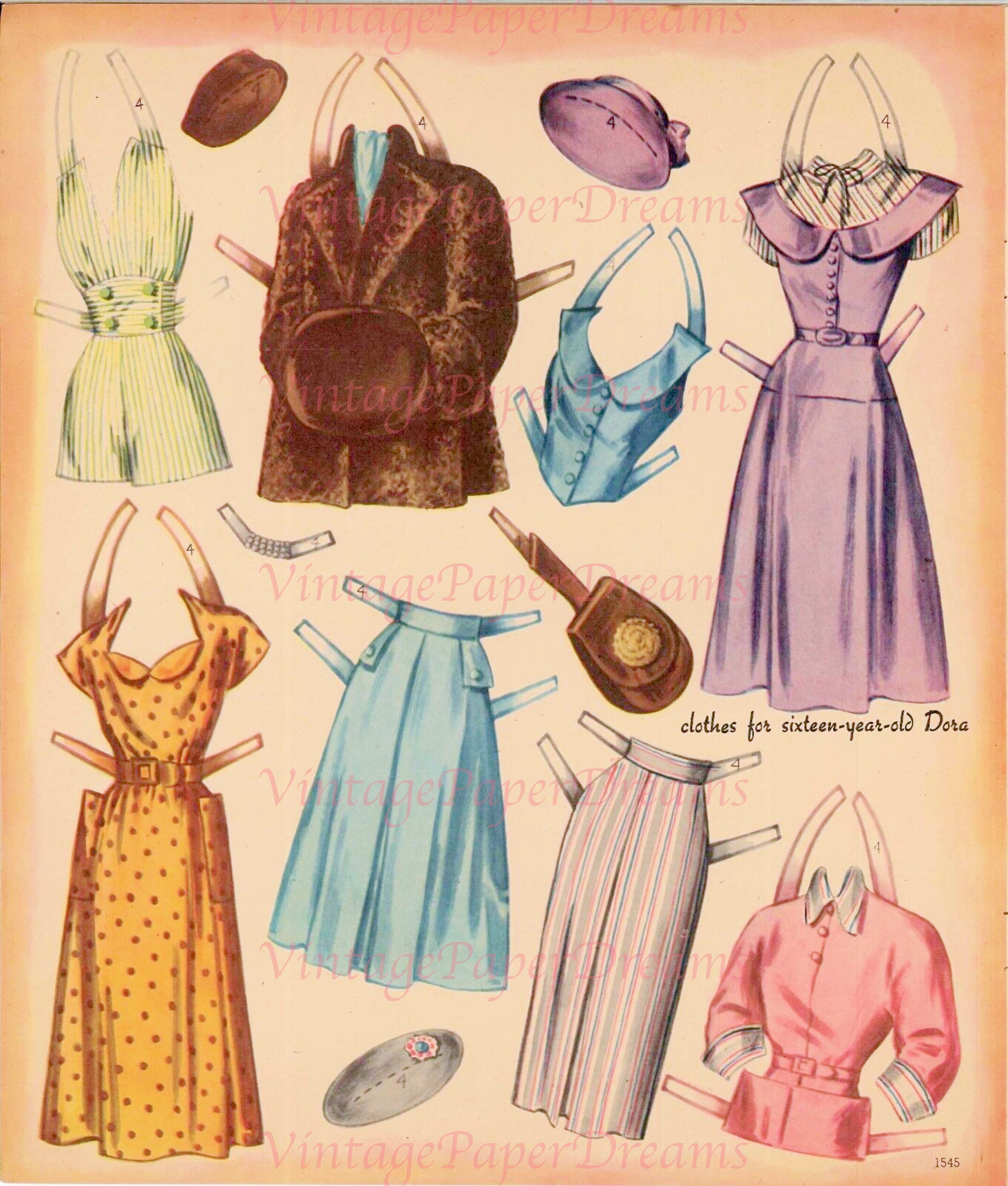 Vintage Paper Doll Printable PDF Dora Paper Dolls JPEG 50s 1950s Paper ...