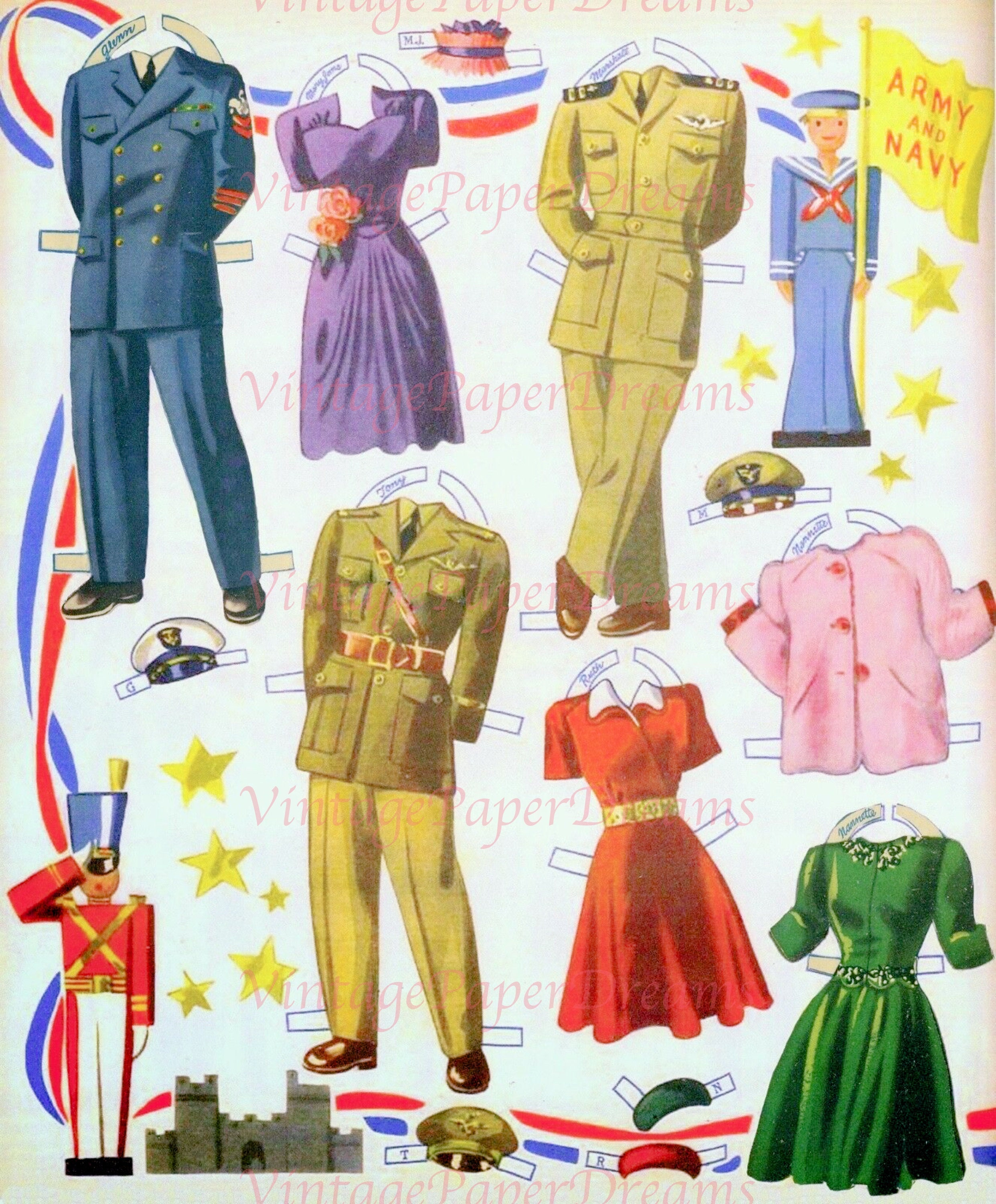 Vintage Paper Doll Printable PDF • soldiers and Sailors Paper Dolls ...