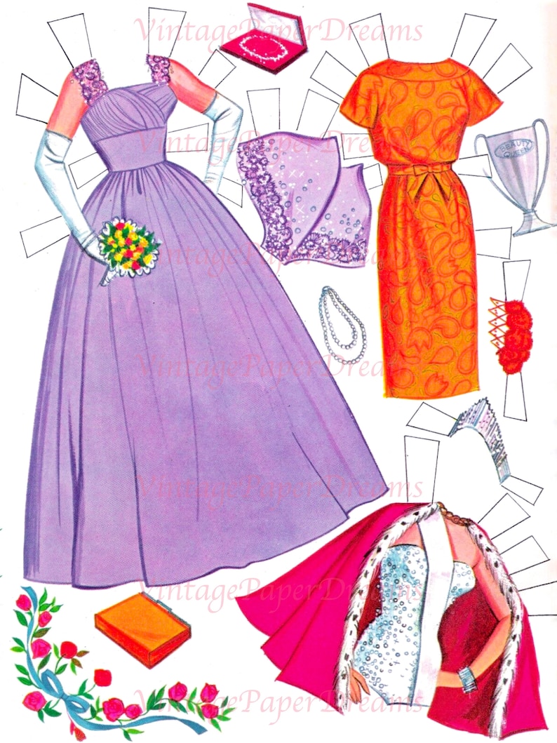 Vintage Paper Doll Printable Pdf Jpeg Miss World 60s 1960s Etsy
