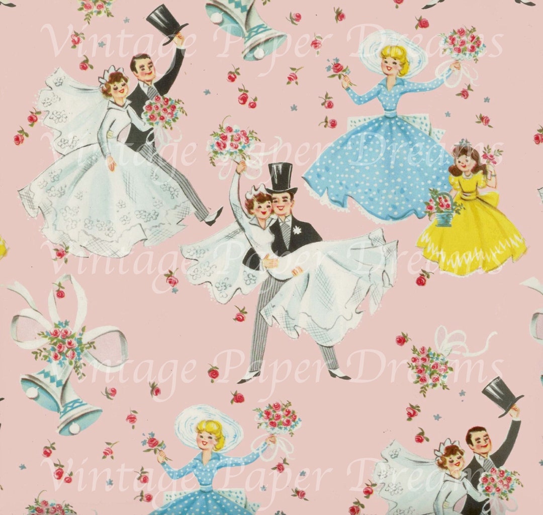 Vintage Wedding Wrapping Paper Printable PDF Download • pink Junk ...