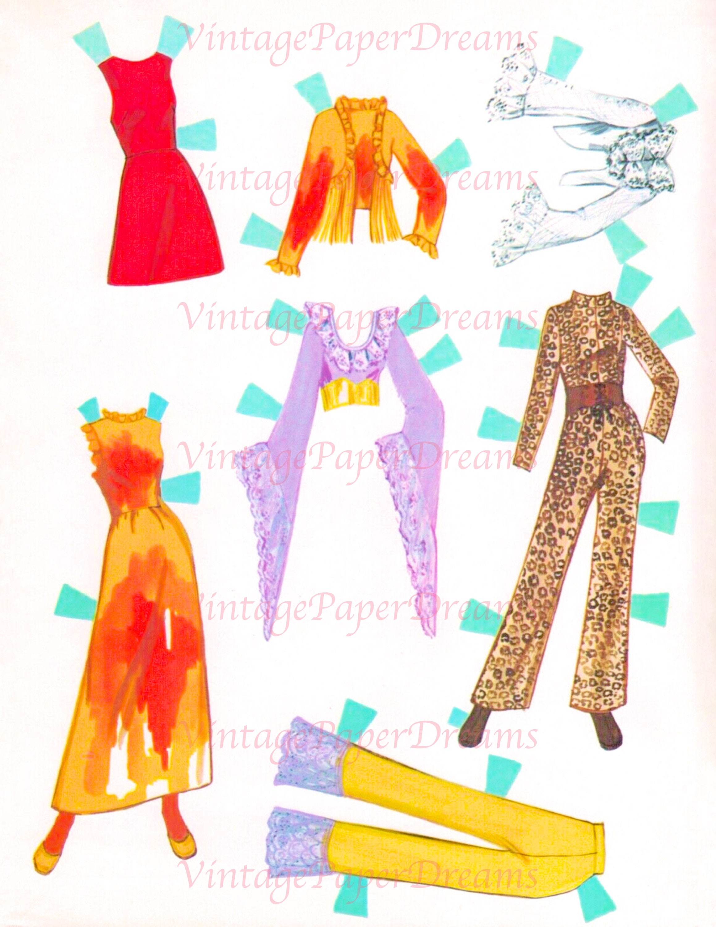 Vintage Paper Doll Printable PDF rock Flowers Paper Doll - Etsy