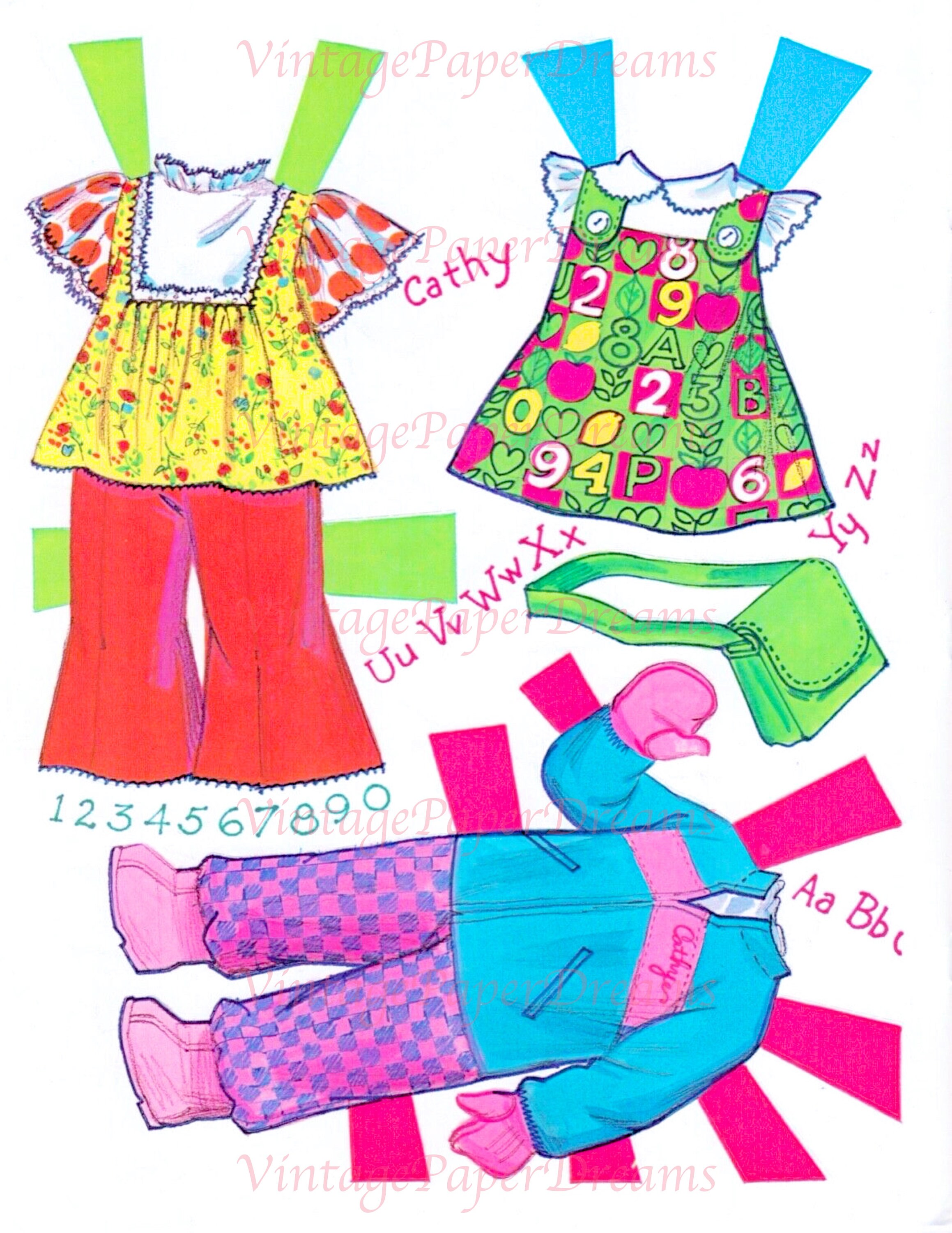 Vintage Paper Doll Printable PDF cathy Paper Doll 70s - Etsy