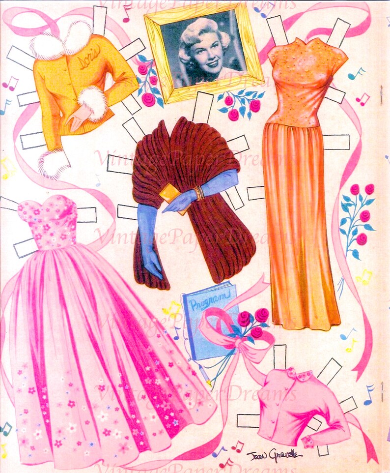 Vintage Paper Doll Printable PDF doris Day Paper Doll 1954 - Etsy