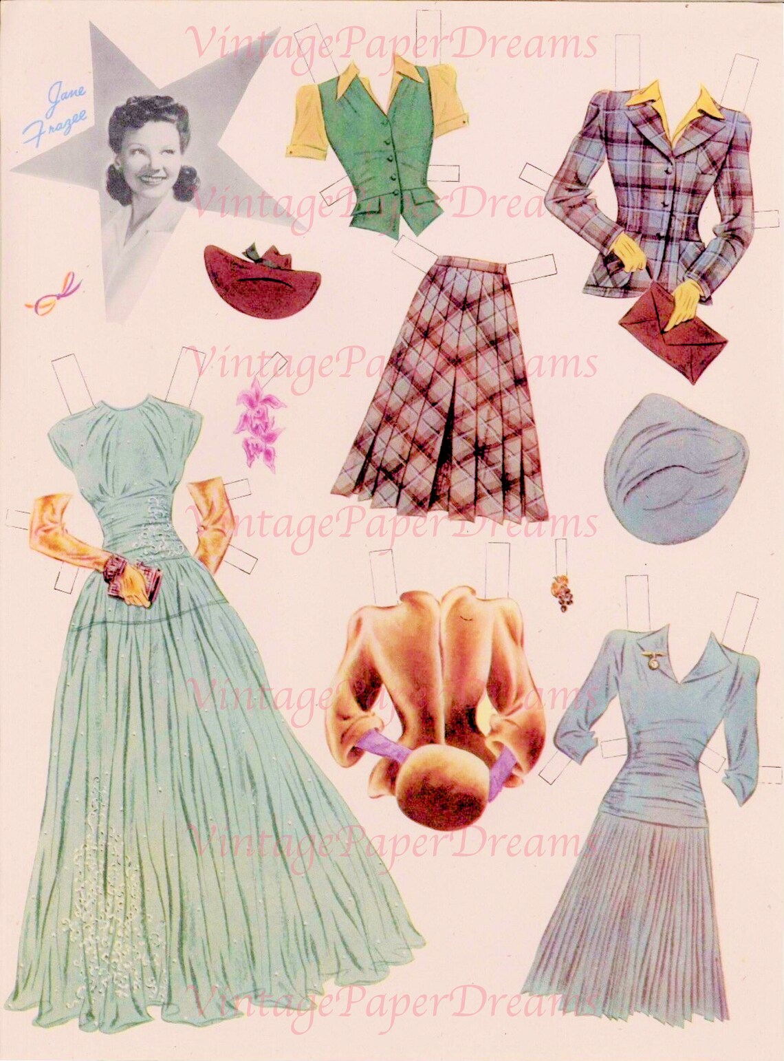 Vintage Paper Doll Printable PDF movie Starlet Paper Dolls 40s 1940s ...