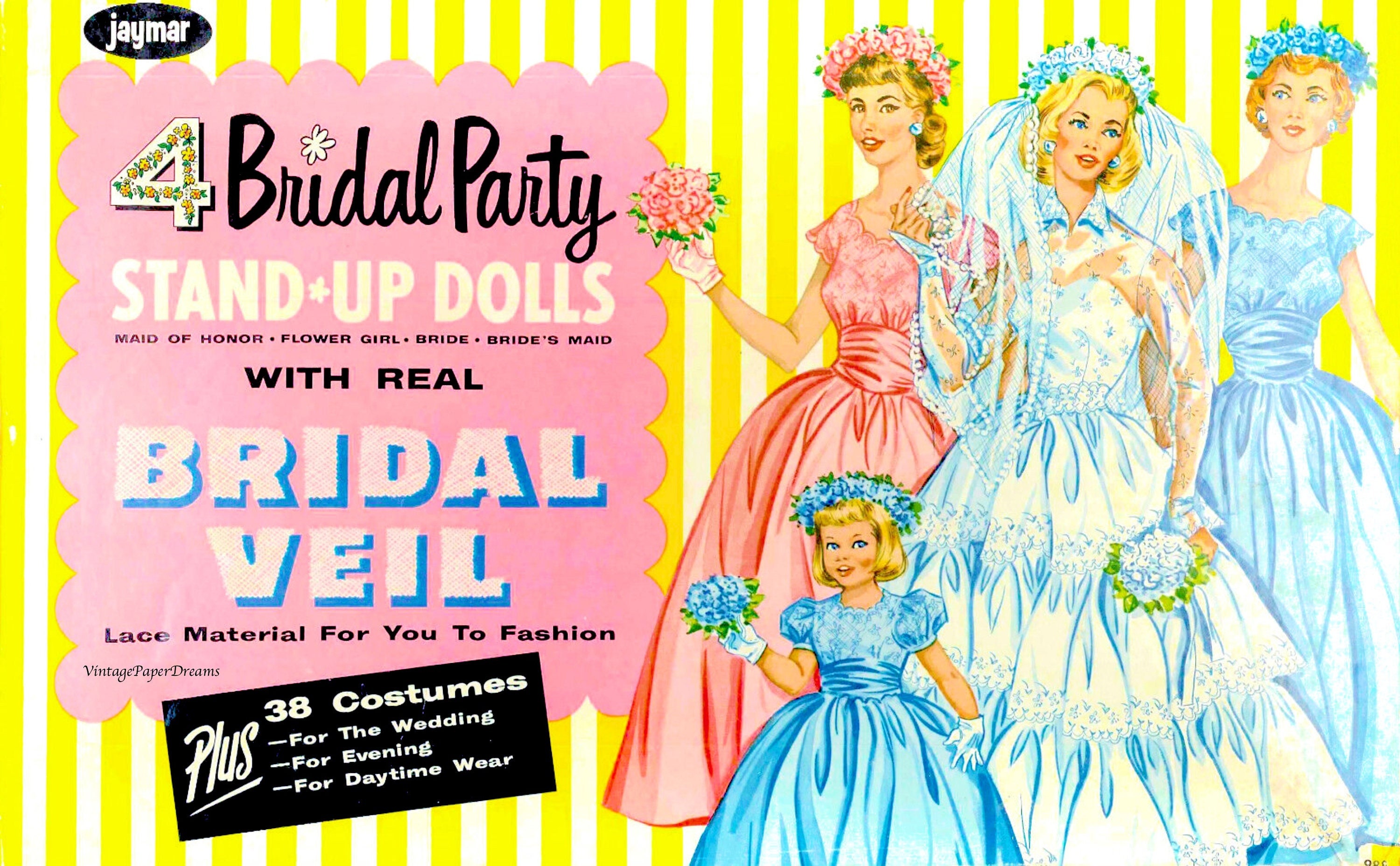 Vintage Paper Doll Printable PDF JPEG Wedding Paper Doll JPEG 50s 1950s Paper Doll Download ...