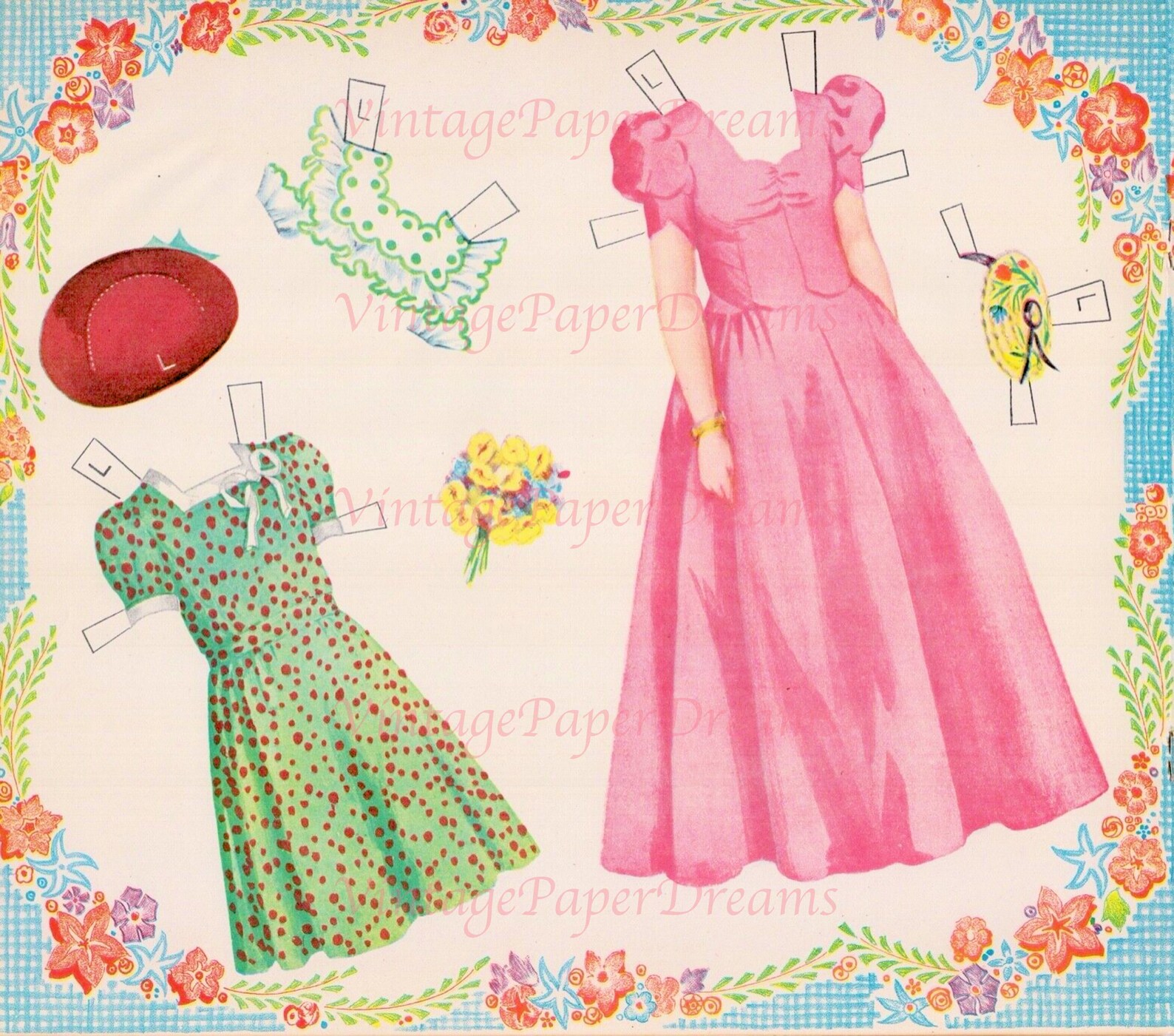 Vintage Paper Doll Printable PDF little Girls Paper Doll 40s 1940s ...