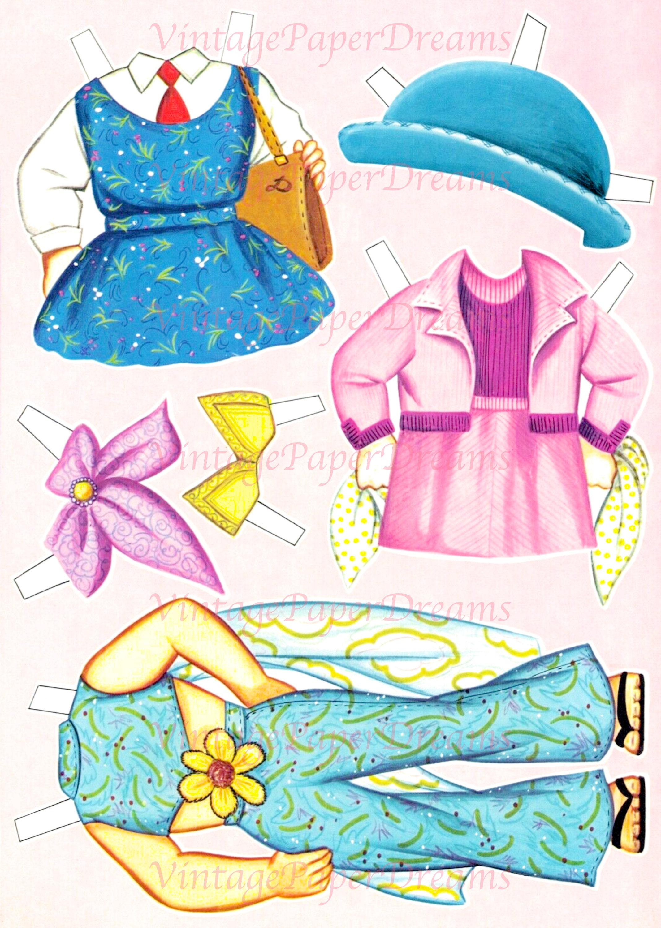 Vintage Paper Doll Printable PDF French Paper Doll 60s 1960s Paper Doll ...