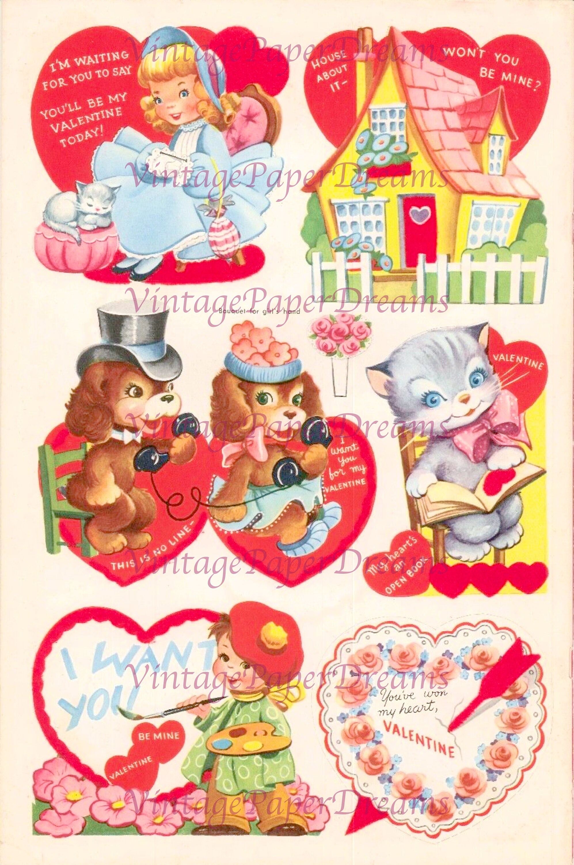 40 Vintage Valentines Card Printable PDF 1950s Holiday Card - Etsy