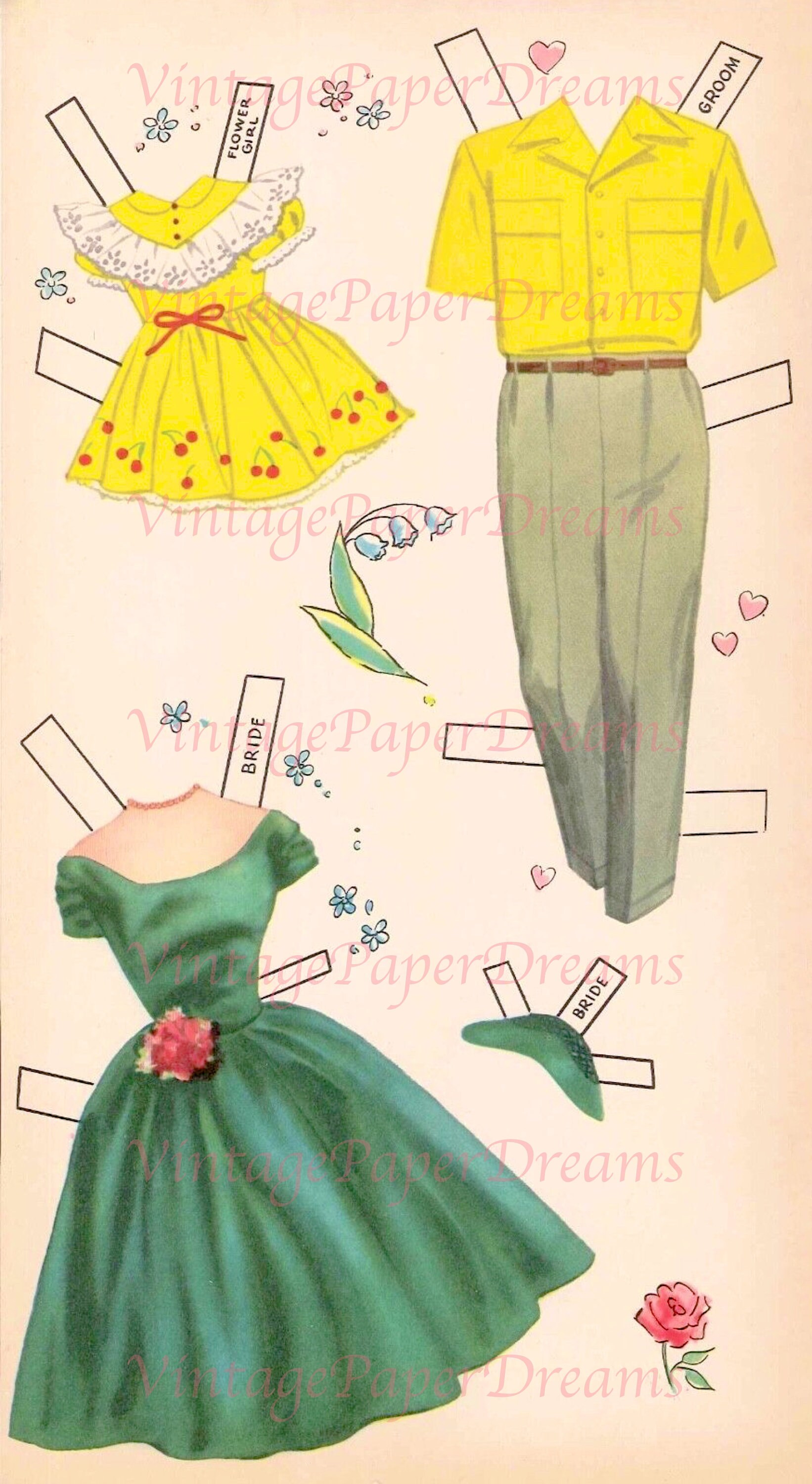 Vintage Paper Doll Printable PDF wedding Party Paper Doll - Etsy