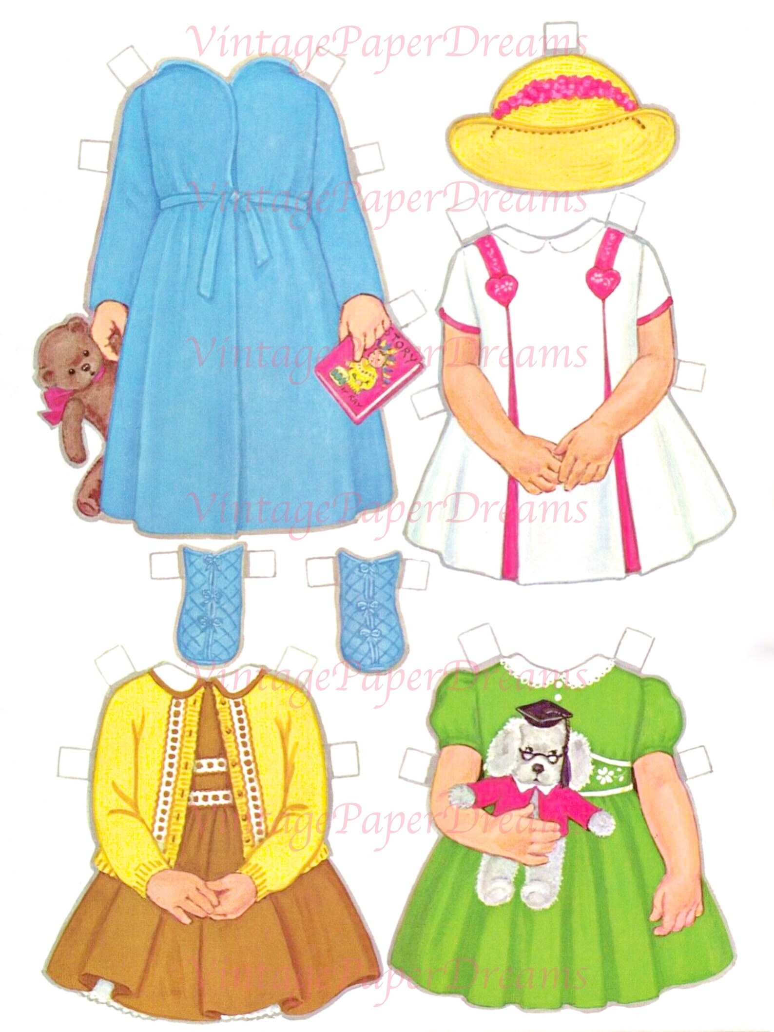 Vintage Paper Doll Printable PDF • Little Girl Paper Dollies • 60s ...