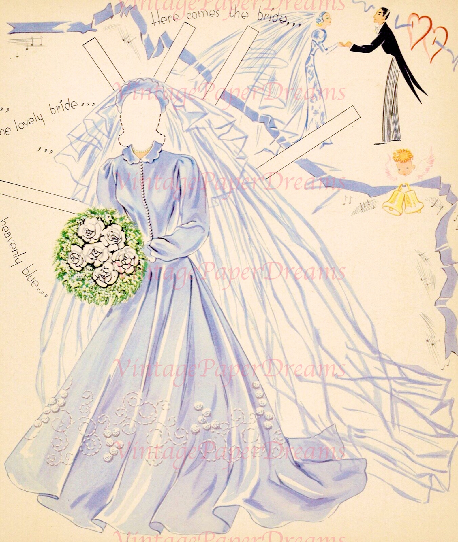 Vintage Paper Doll Printable PDF • bride Paper Doll • 50s 1950s Paper ...