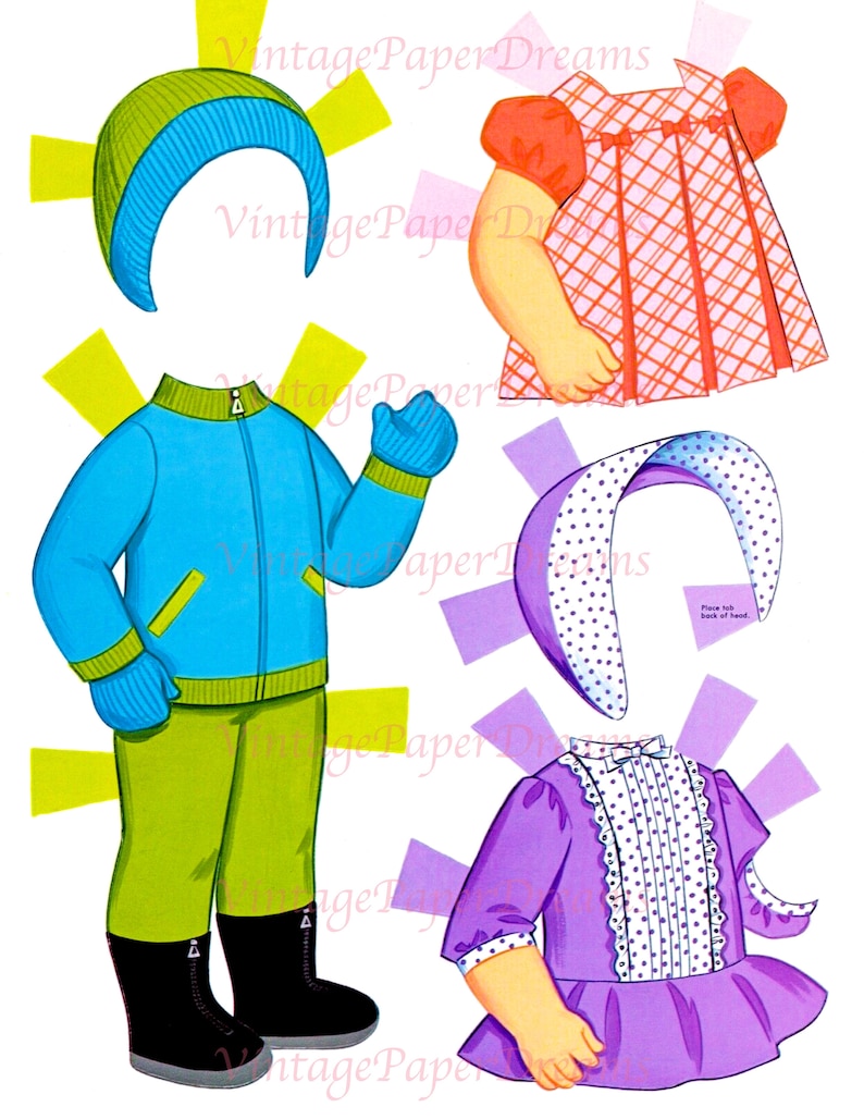 Vintage Paper Doll Printable PDF dottie Paper Doll 70s 1970s Paper Doll ...
