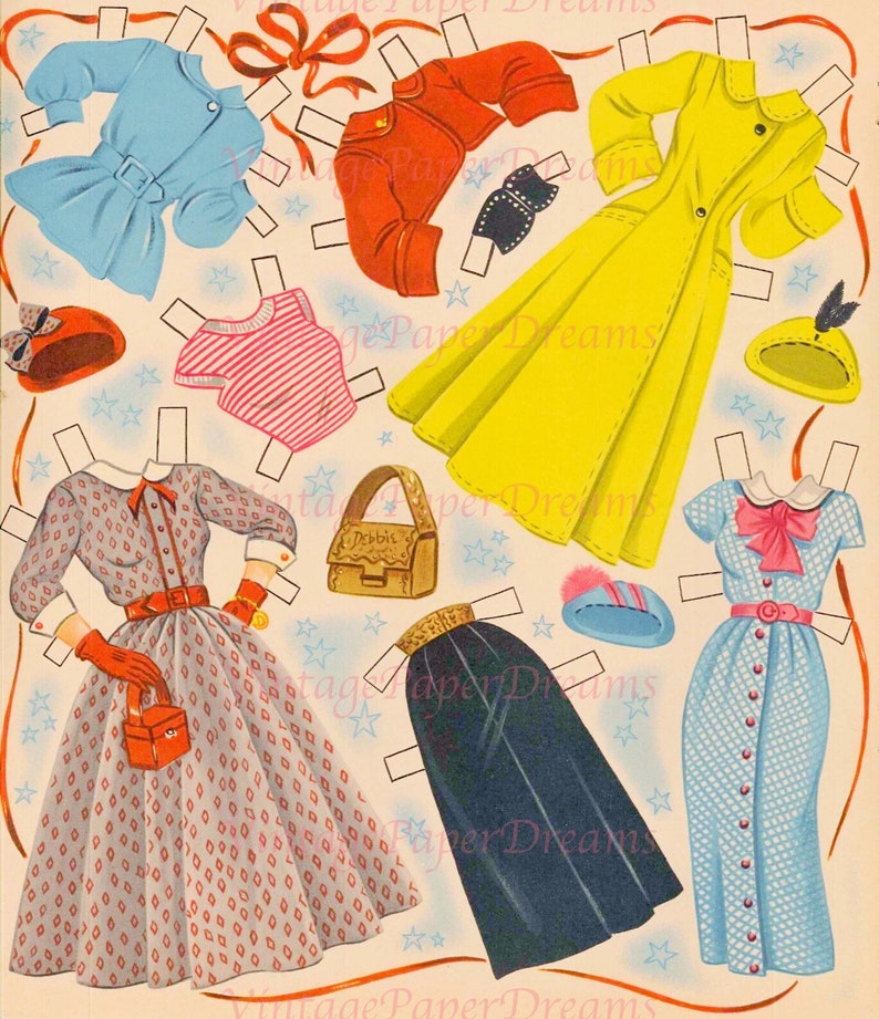 Vintage Paper Doll Printable PDF debbie Reynolds Paper Doll 50s 1950s ...