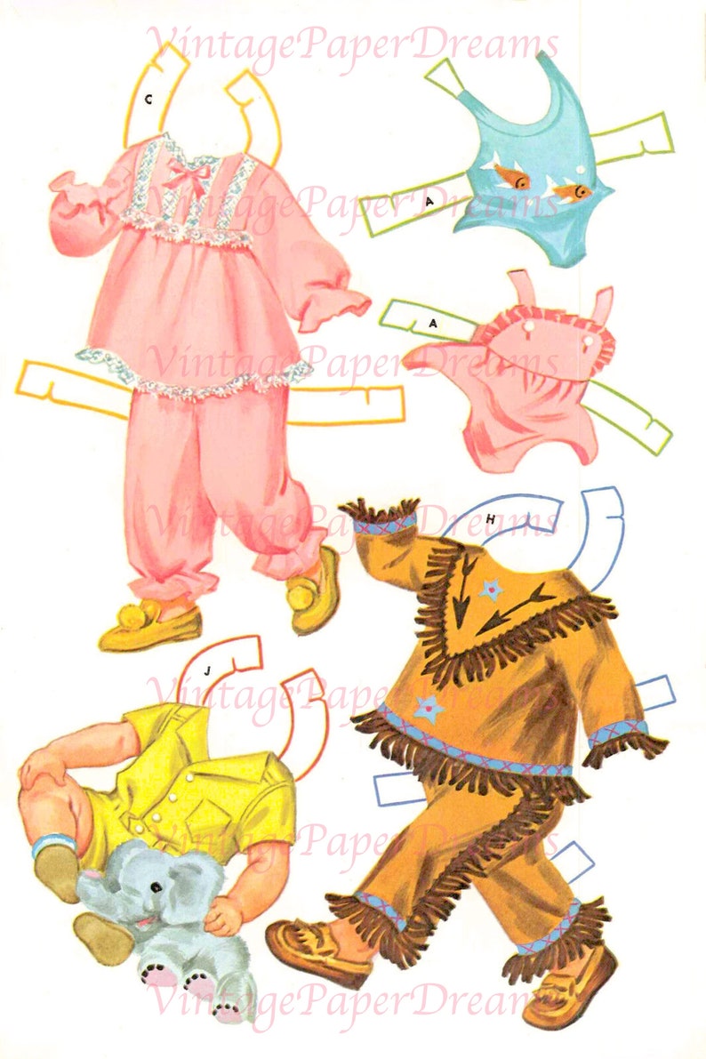 Vintage Paper Doll Printable PDF Nursery Paper Dolls 60s - Etsy