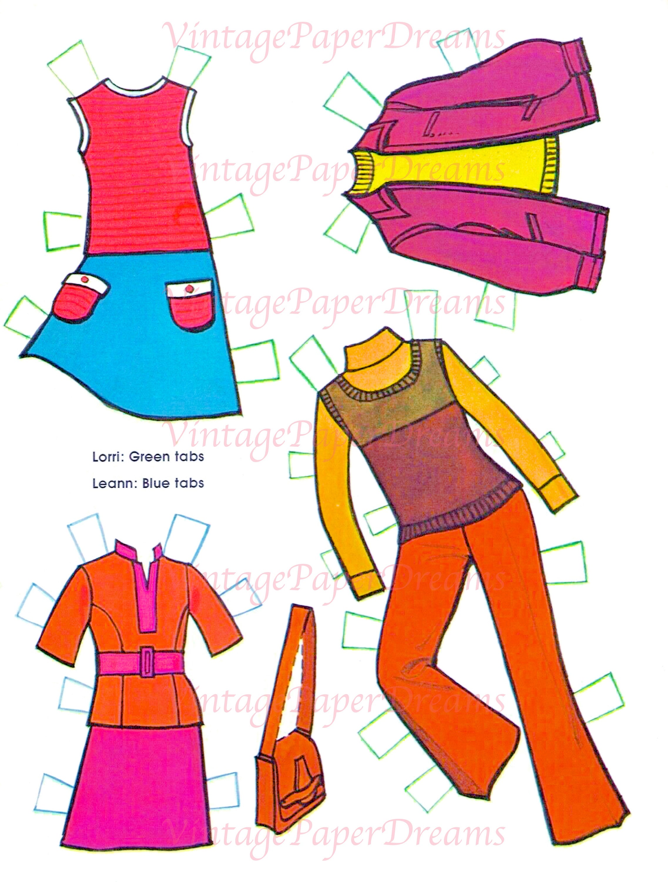 Vintage Paper Doll Printable PDF winter Sisters Paper Doll 70s 1970s ...