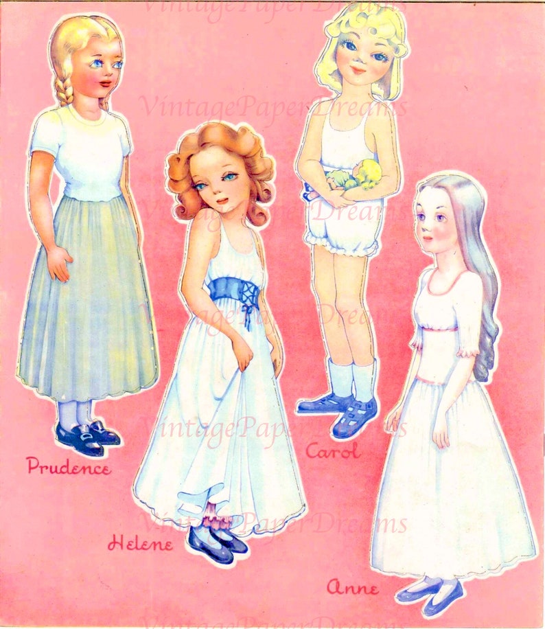 Vintage Paper Doll Printable PDF • baby Boys + Girls Paper Dolls • 40s ...