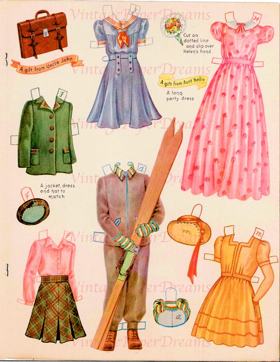 Vintage Paper Doll Printable PDF girl Paper Dolls JPEG 40s - Etsy