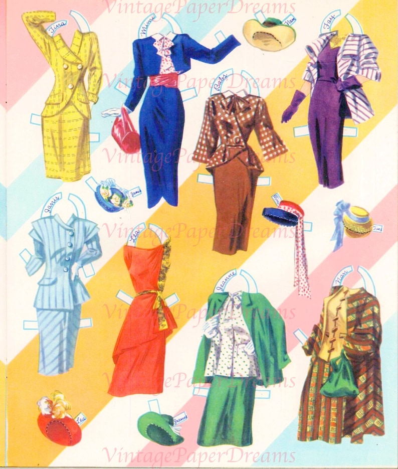 Vintage Paper Doll Printable PDF dancing Glamour Girls Paper - Etsy