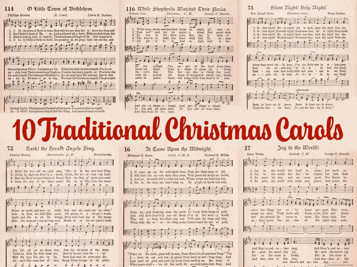 Vintage Printable Christmas Carol Sheet Music PDF Traditional Advent ...