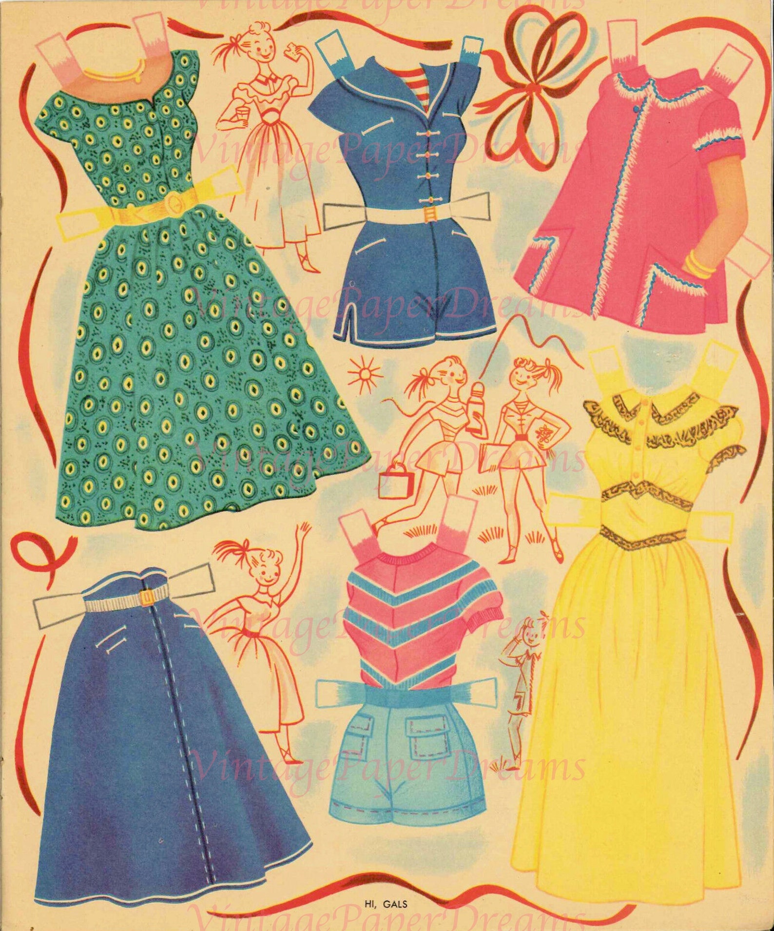 Vintage Paper Doll Printable PDF best Friends Paper Dolls 50s 1950s ...